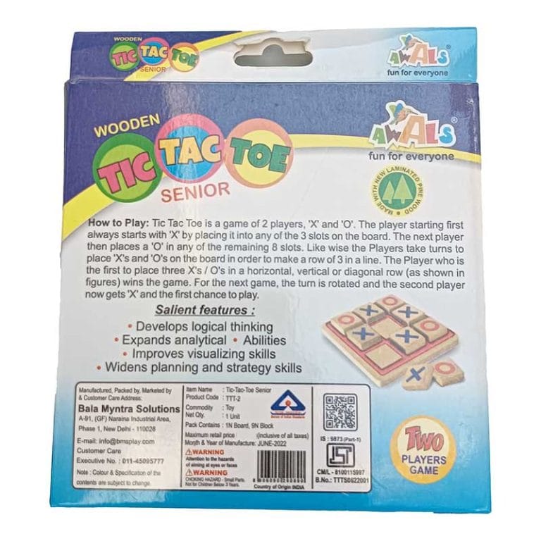 Wooden TIC TAC TOE Game - AWALS - TOYS & GIFTS